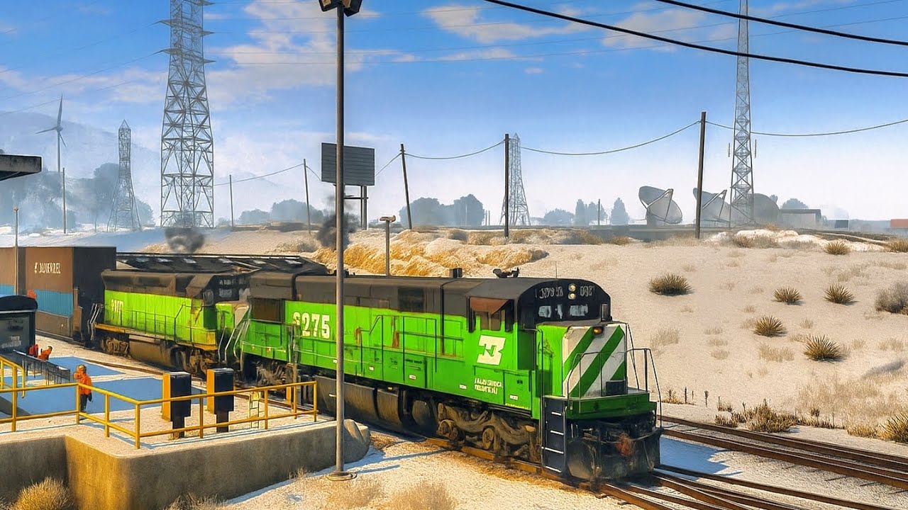 Freight Train Through Snowy Desert | GTA V ASMR Realistic Train Sounds ...