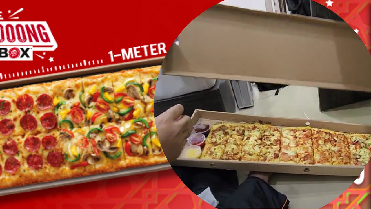Pizza Hut's 1 Meter Pizza Unboxing: A ‘Looooooooong Party Box’. Panjang ...