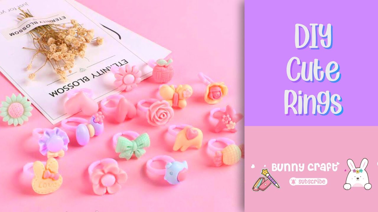 Homemade cute ring set at home/Diy ring /how to make ring - YouTube