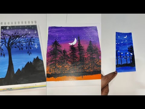 3 different senery painting that you must watch||acrylic painting# ...