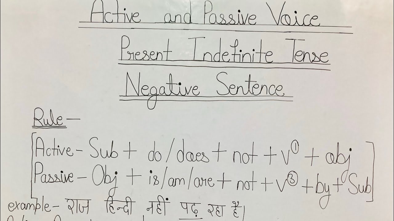Active and Passive Voice | Present Indefinite Tense | Negative ...