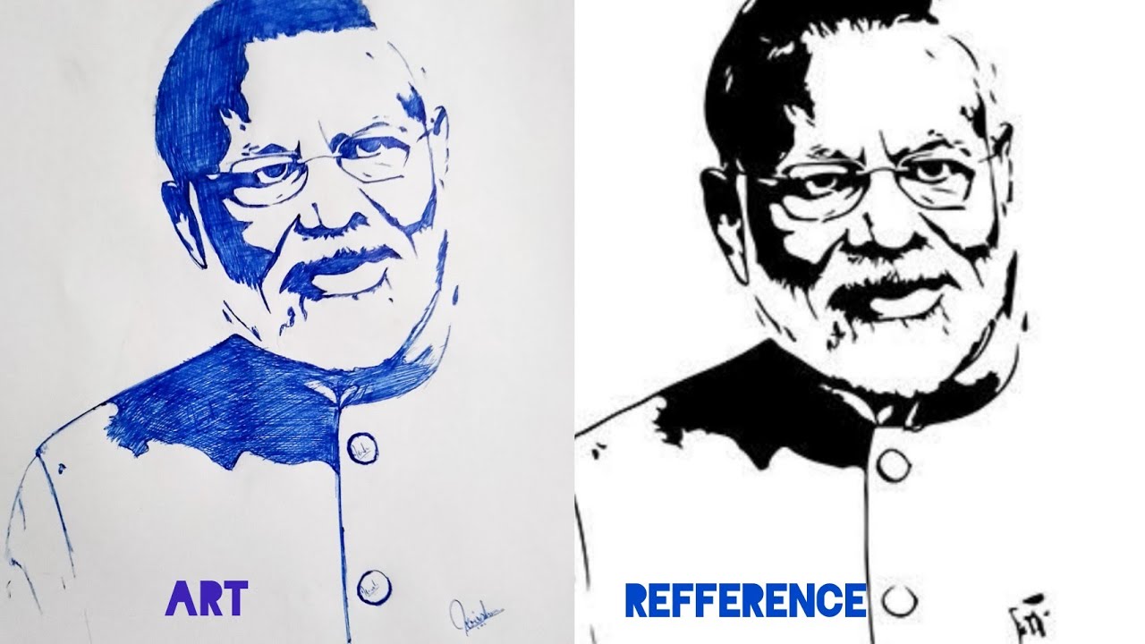 Modi Drawing Easy || Modi Drawing Sketch || ball pen sketch # ...