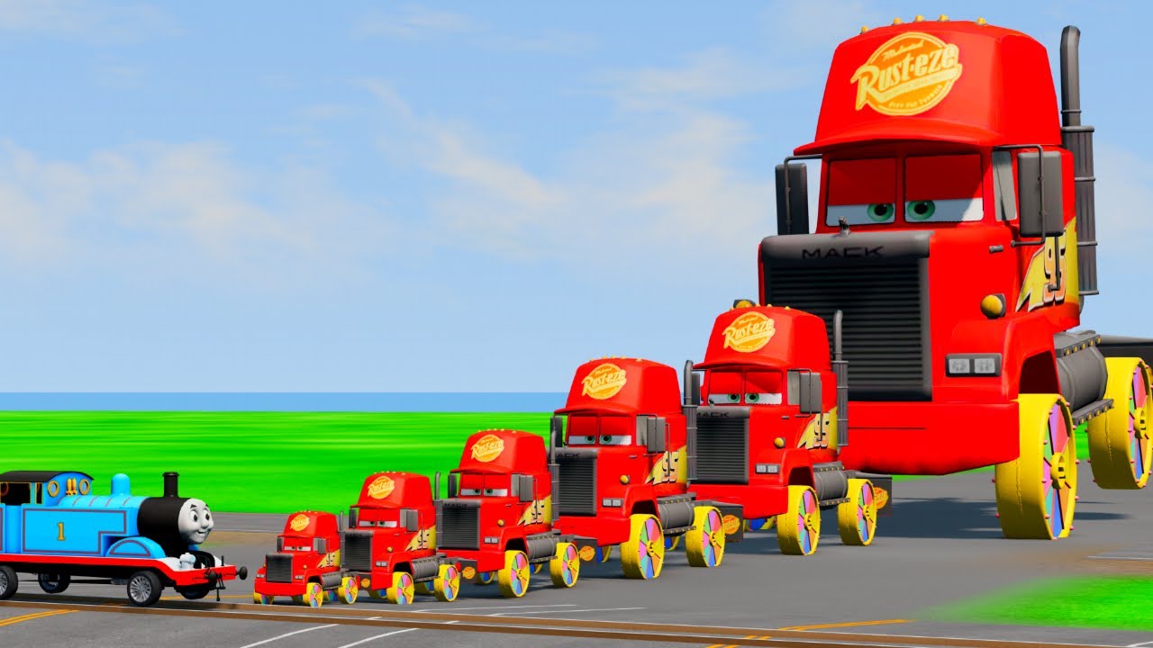 Big & Small Macktruk Vs Thomas Train The Tank Engine Vs Portal Vs Cars ...