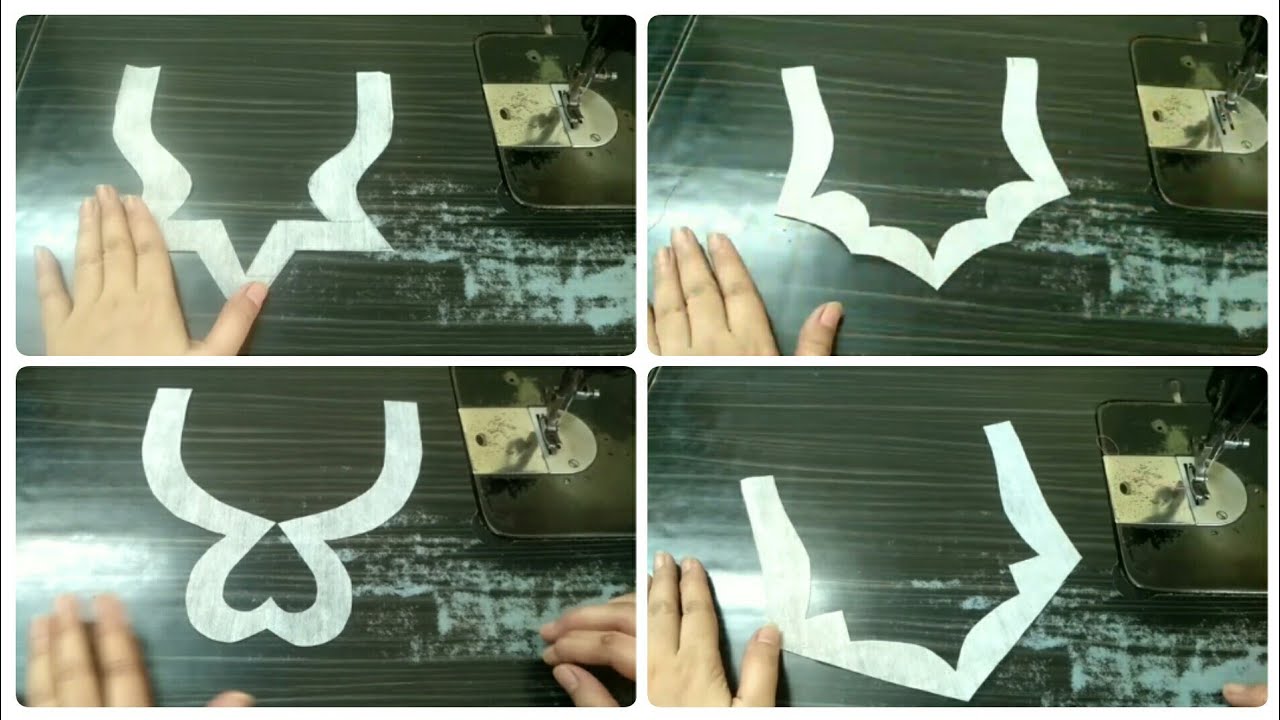 4 different types neck design cutting with canvas paper easy method ...