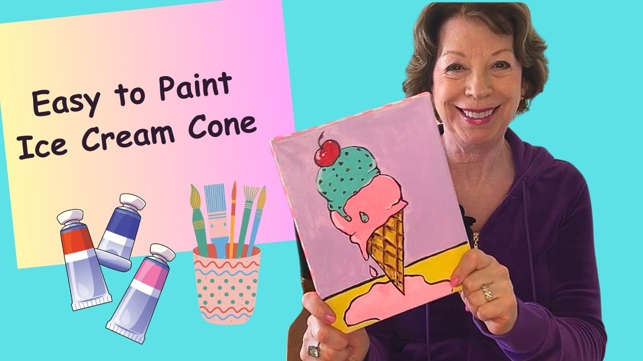Easy to Paint Ice Cream Cone step by step! #art #paintparty #acrylic # ...