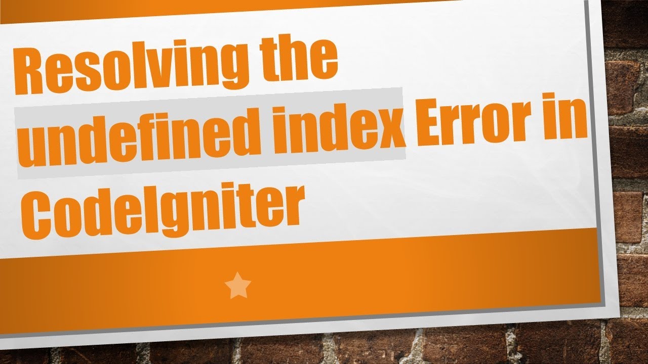 Resolving the undefined index Error in CodeIgniter - YouTube