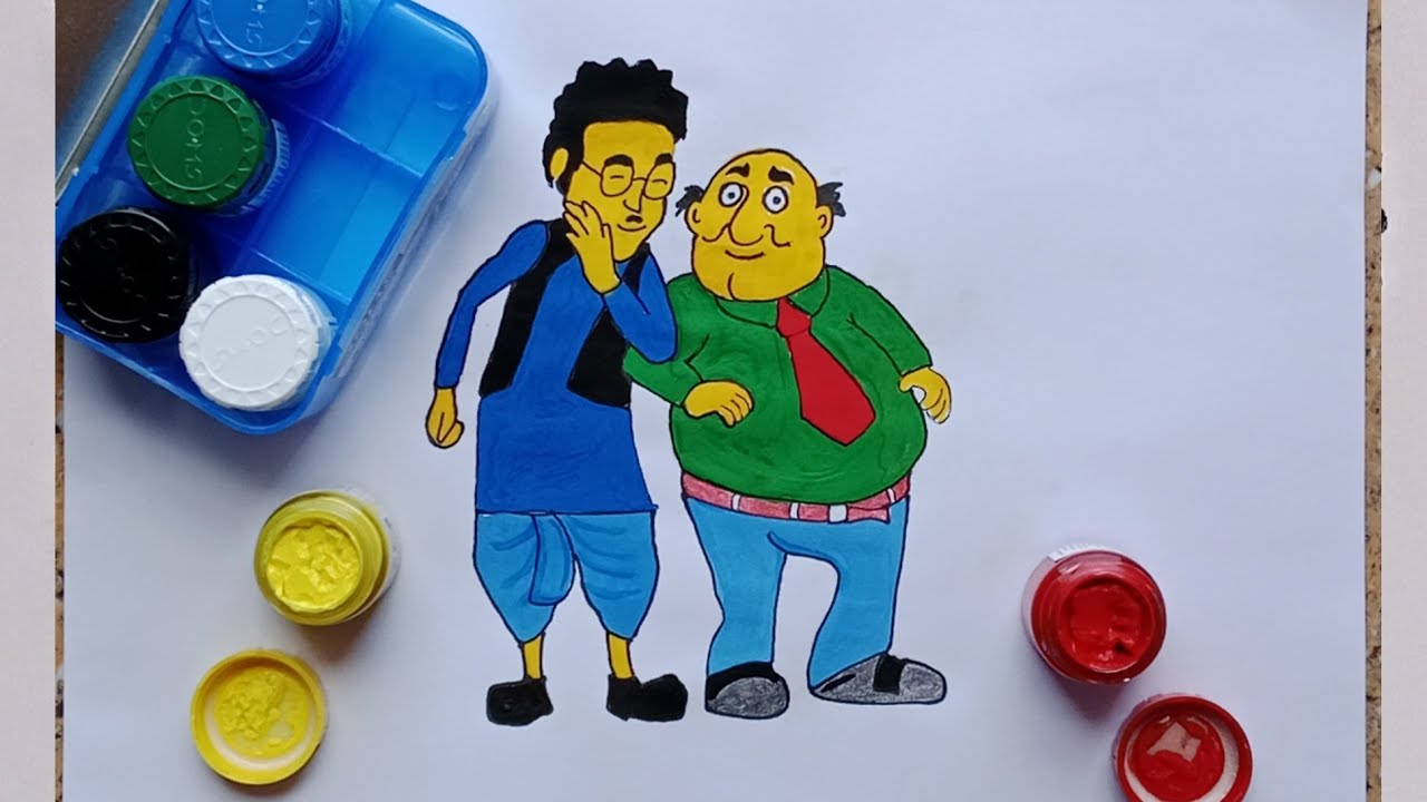 Dr. jhatka and Ghasitaram drawing beautiful painting|| how to draw Dr ...