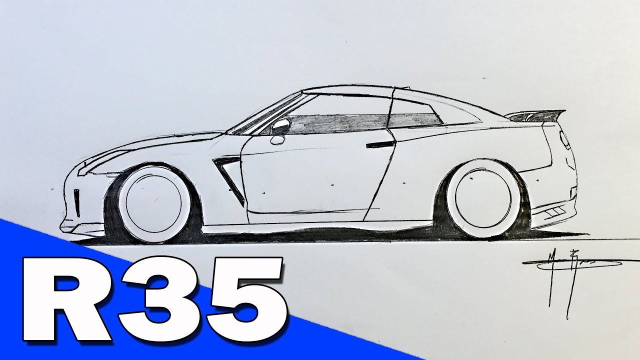 Como DIBUJAR un NISSAN GTR R35 / FÁCIL Y PASO A PASO - YouTube