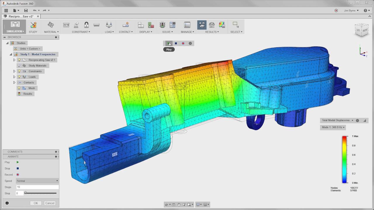Fusion 360 - Vibration on a reciprocating saw - YouTube