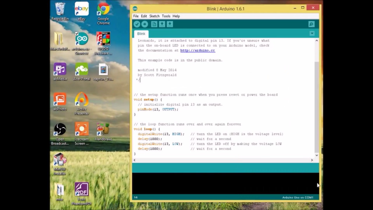 How To Arduino Lesson 7 Example Sketches Blink Code Ebonygeek45
