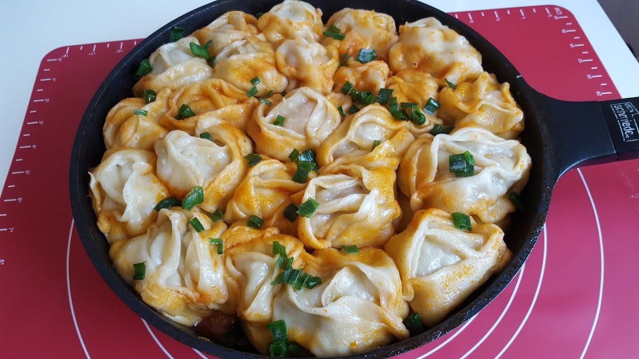 Russische Manti mit Kartoffel in der Pfanne gekocht - YouTube
