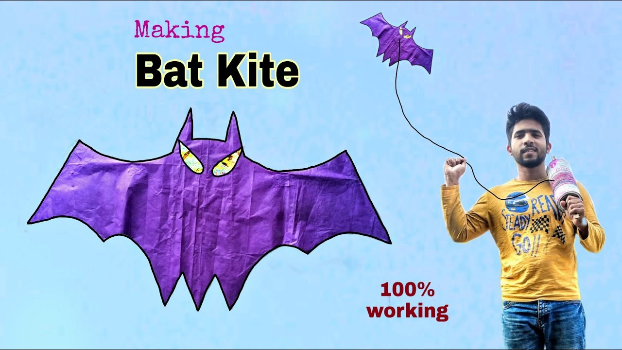 How To Make Bat Kite | বাদুড় ঘুড়ি বানানো | Fancy Kite | Batman Kite ...
