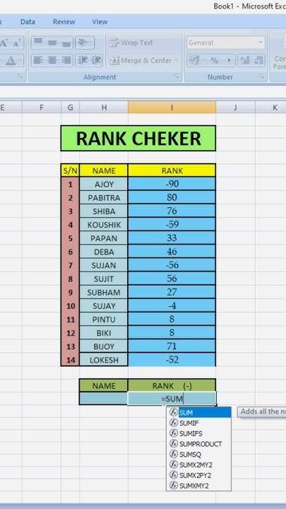 Rank Checker Formula in Excel 😍 #excel #shorts #ytshorts #exceltips #exceltutorial - YouTube