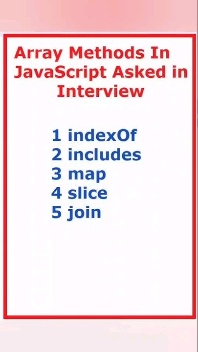 👍 Up Your JavaScript Skills: Essential Array Methods for Interviews #interview 💯 - YouTube