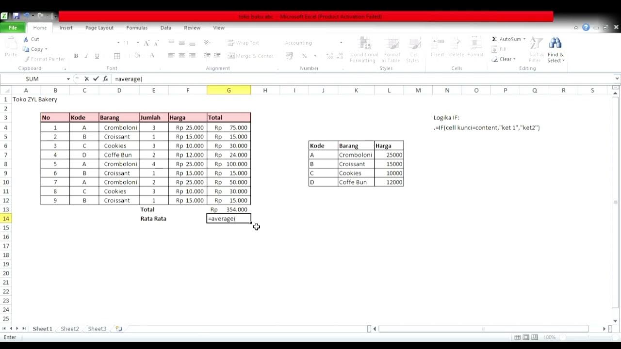 Materi: Min,Max,Average,Sum, IF Posisi , Vlookup dan Hlookup - YouTube