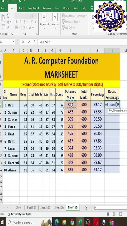 Round Percentage In Excelround Percentage Formula In Excelexcelbangla Trendexceltips