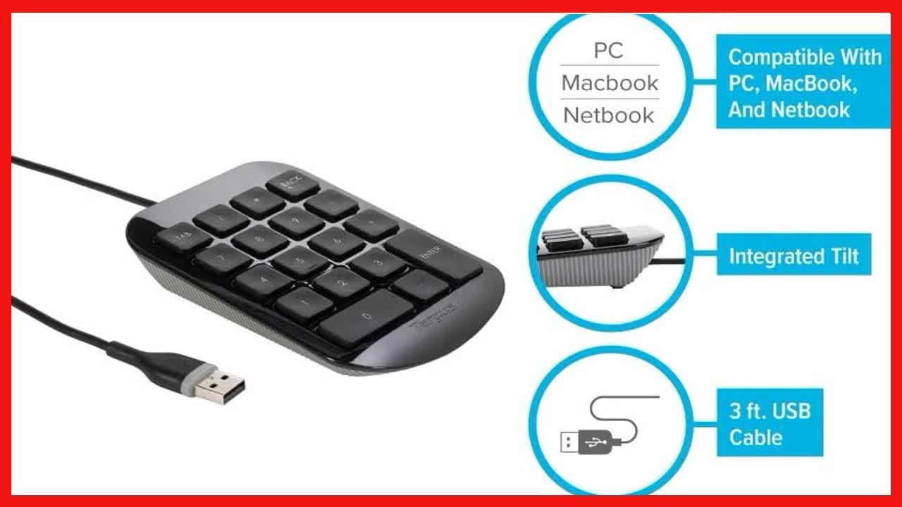Targus Numeric Keypad with USB Port Connector, True Plug-and-Play ...
