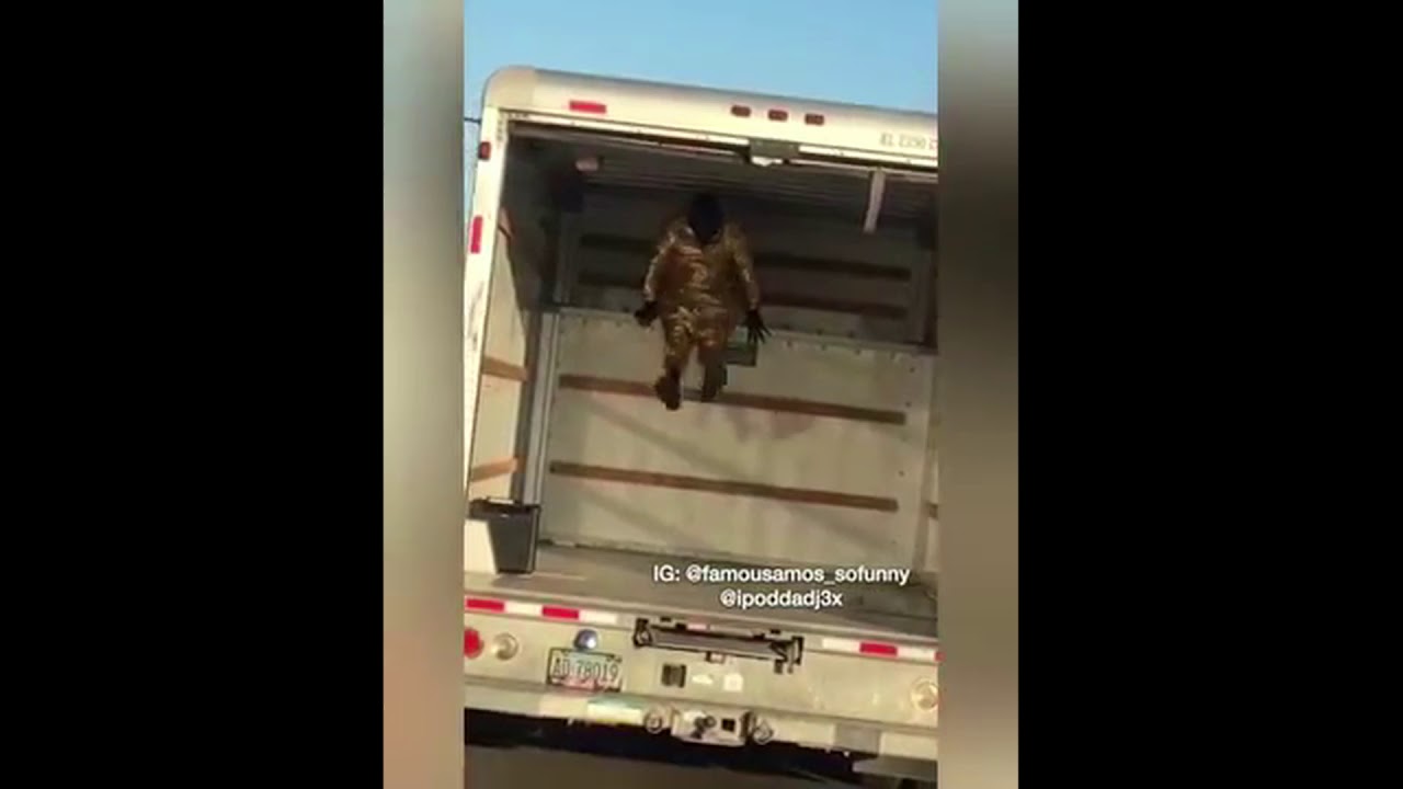 Man dances in the back of a U-Haul - YouTube
