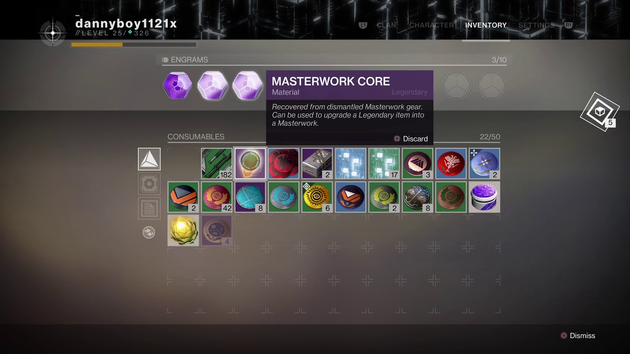 Destiny 2 | Masterworks Cores - Accidental deletion inevitable - YouTube