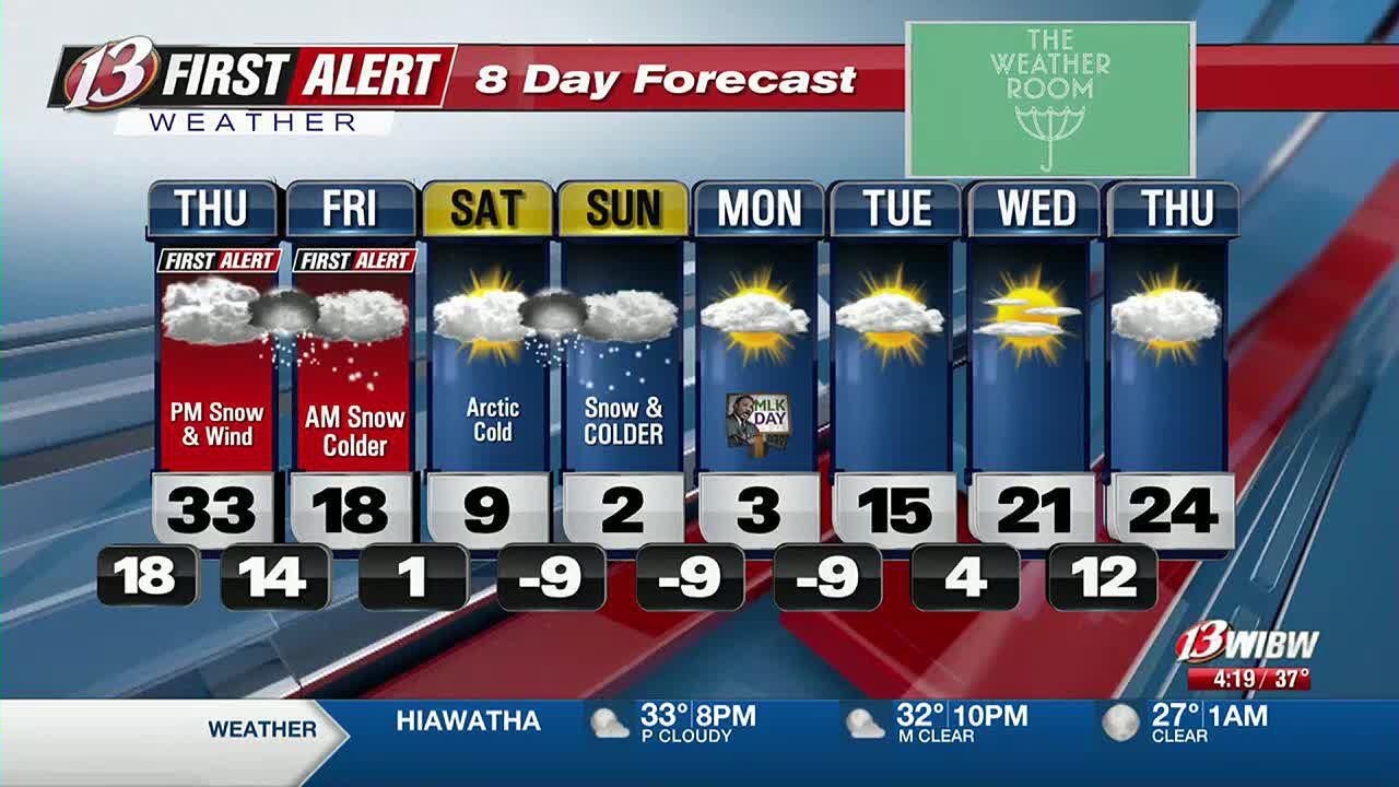 Snow chance tomorrow and Arctic Cold Air Friday through Tuesday - YouTube