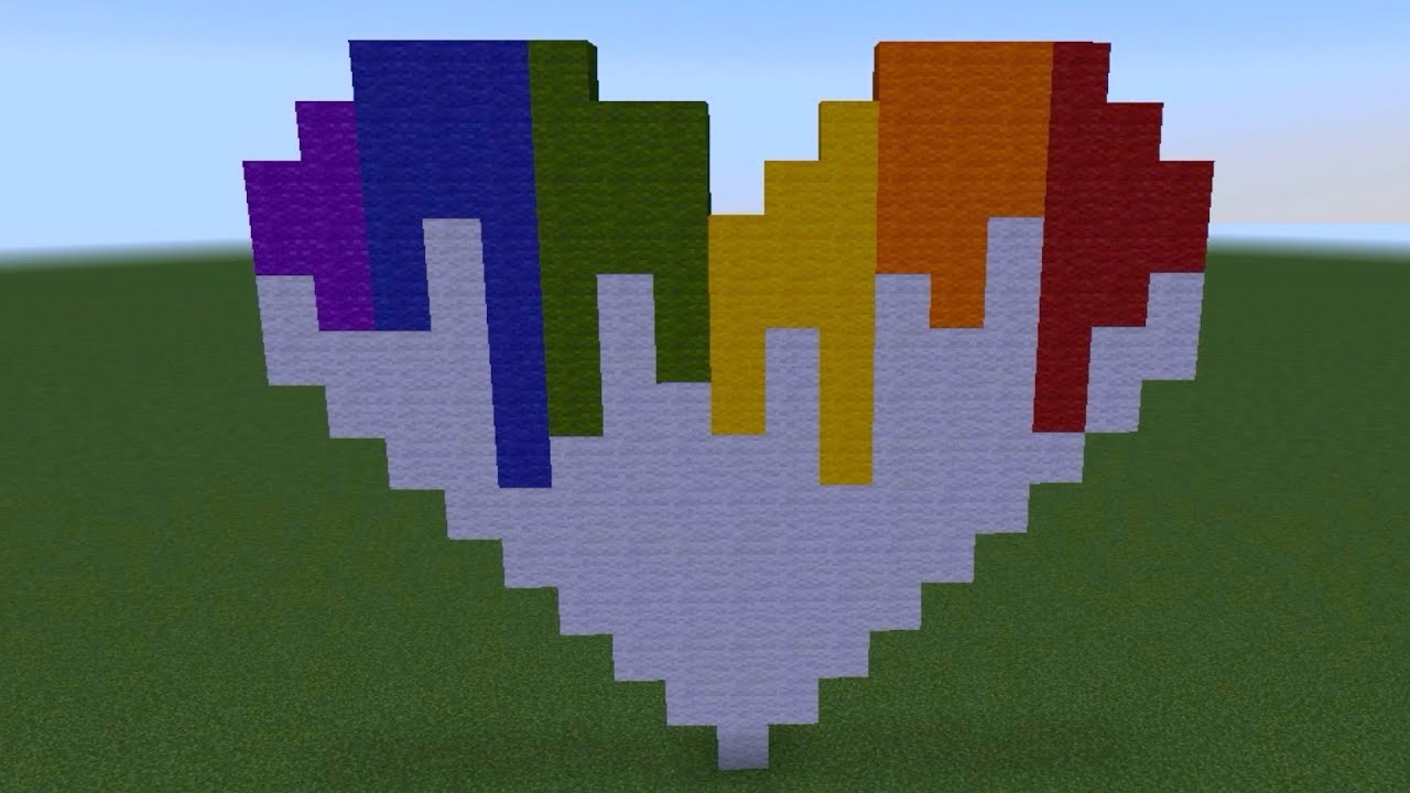How To Build Rainbow Drip Heart Pixel Art In Minecraft - YouTube