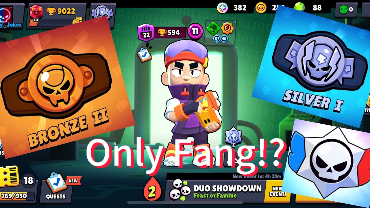 Ranked Bronze 2 reach to silver 1 with only using Fang!? |Brawl Stars ...