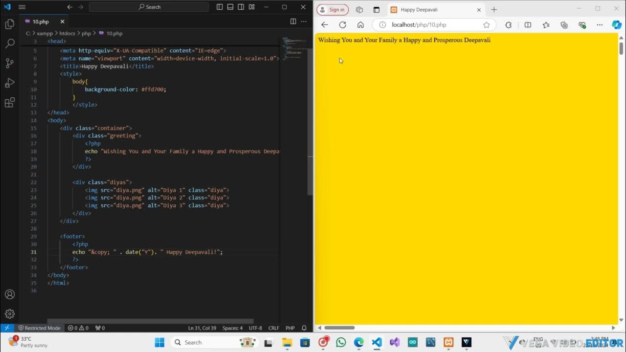 PHP Project 10: 'Happy Deepavali' Created by Trishanth Kumar - YouTube