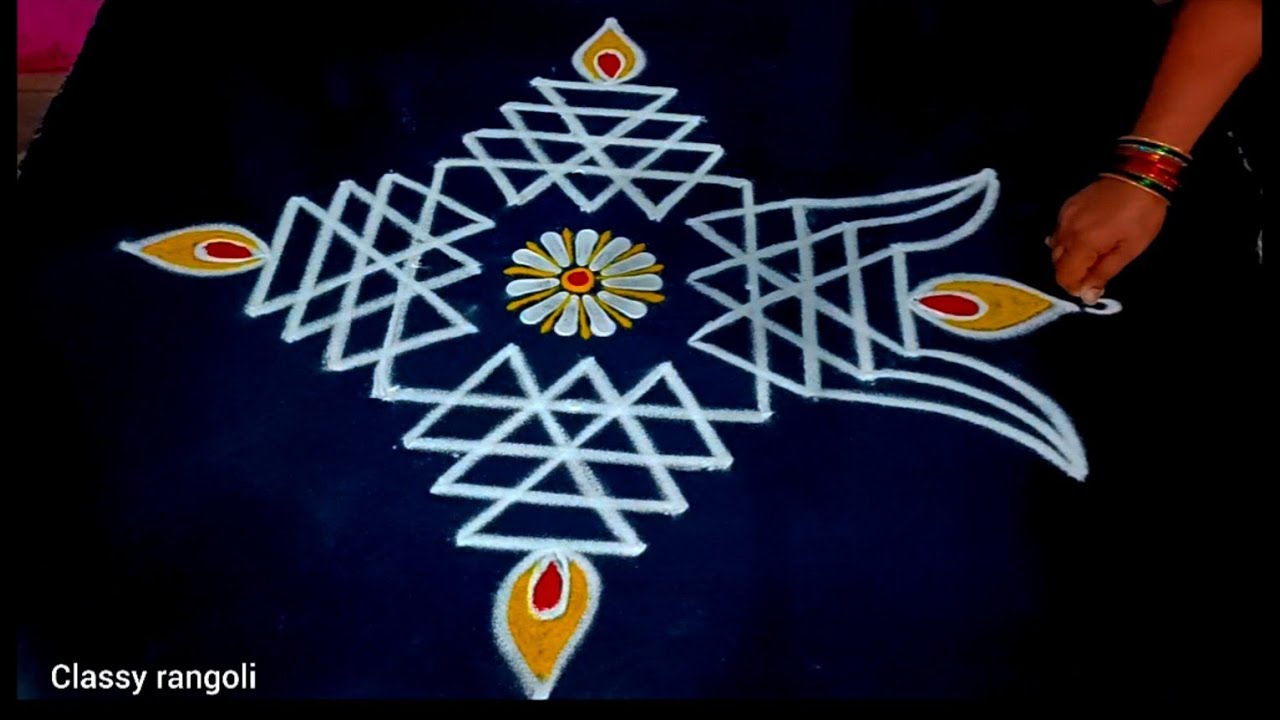 Traditional Friday Rangoli design 🌺 Easy festival kolam design - YouTube