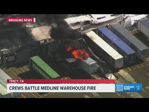 Tracy Medline warehouse fire grows, firefighters work to protect nearby FedEx facility | Update