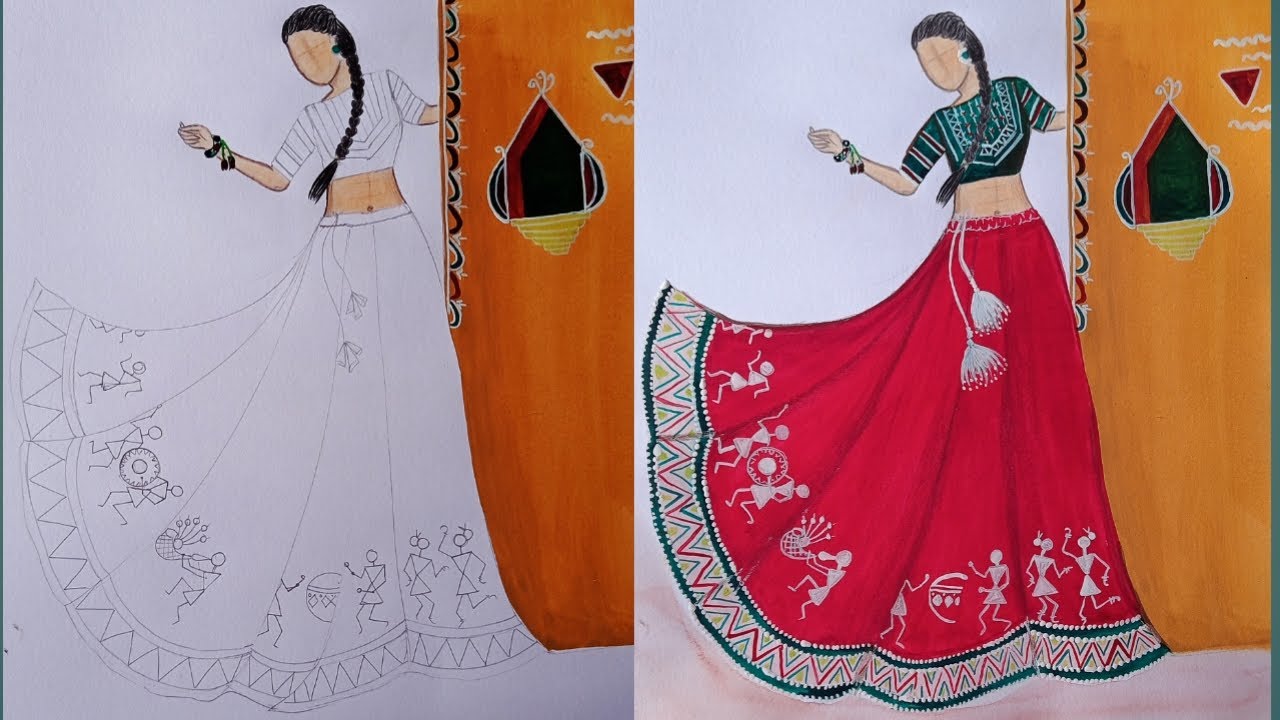 Warli art Fashion illustration | Water color | drawing fashion ...