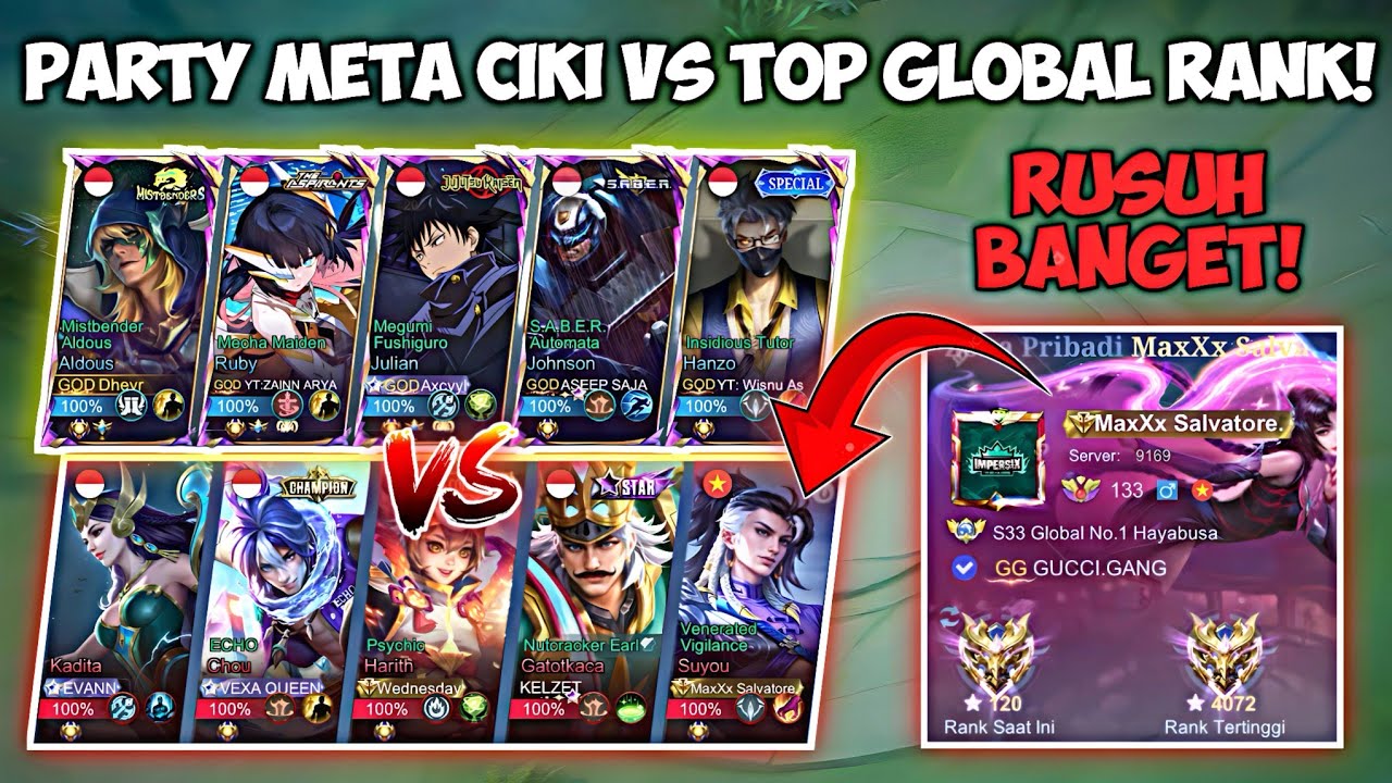 Ketemu Party Maxx Salvatore Top Global Ranked! Meta Ciki Vs Top Global ...