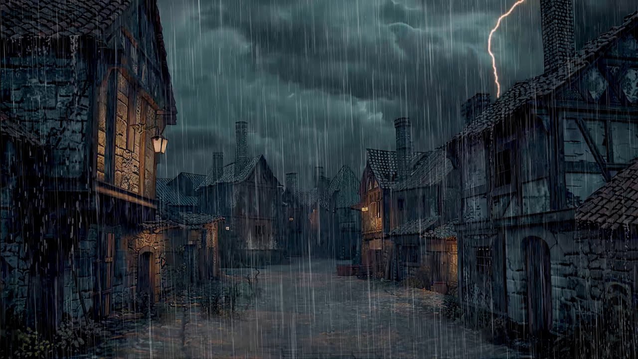 Nostalgic Rain at Old Medieval Town Help Dispel a Tiring Day 🏰 Fall ...