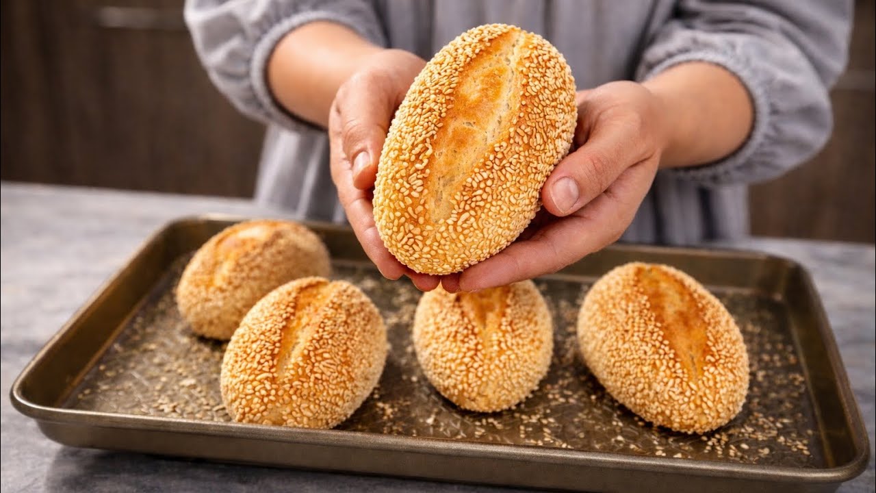 Soft & Fluffy Sesame Sandwich Rolls ! Easy Homemade Bread Recipe! - YouTube