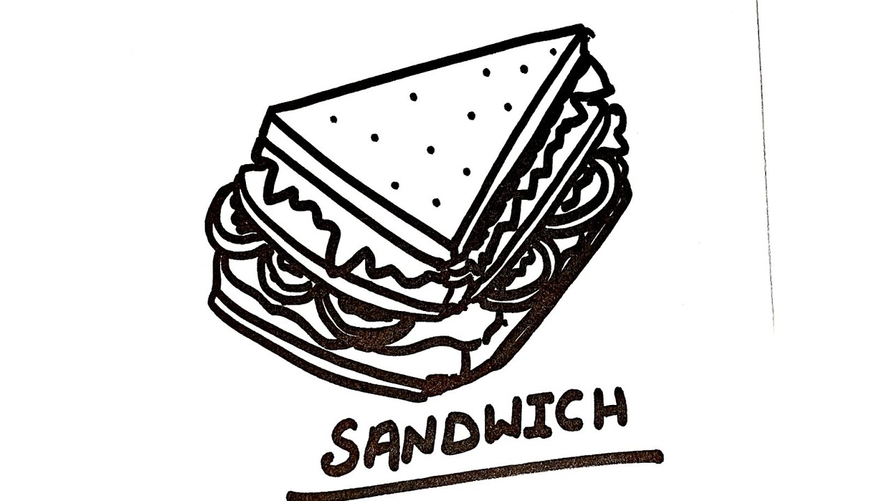 How to Draw Sandwich || Drawing Sandwich step by step || Outline Draw ...