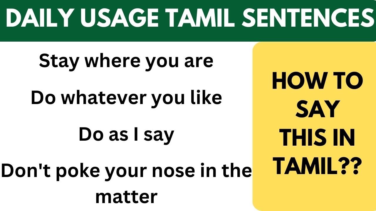 Important Tamil sentences for Beginners | Learn Tamil through English ...