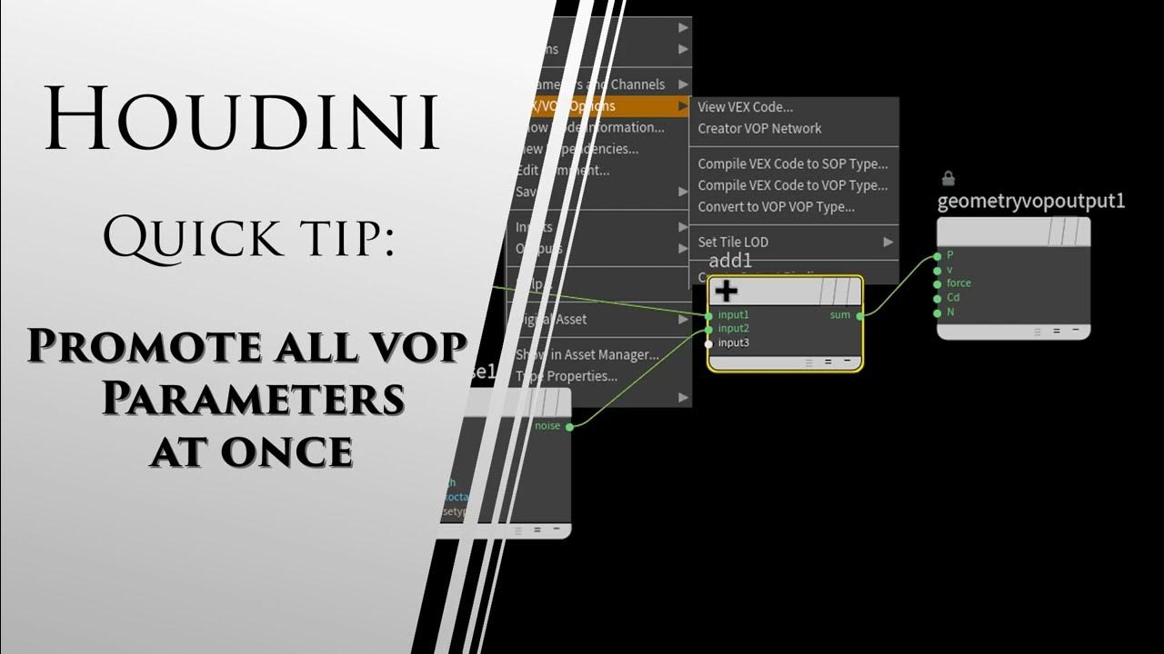 Houdini quick tip - promote all vop parameters at once - with hotkey - YouTube