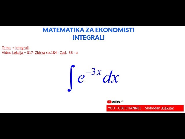 Matematika Integrali Matematika Integrali 6 Uporaba Integrala 1
