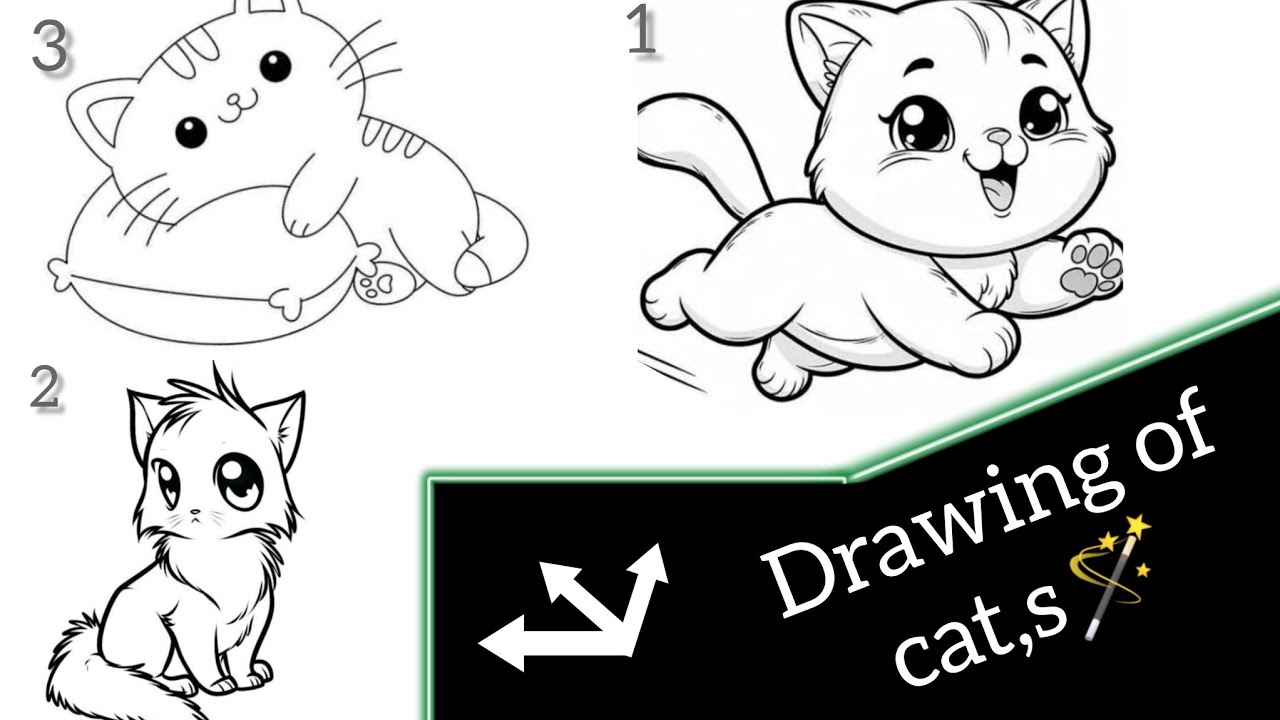 how to draw 3 adorable carton cats! - YouTube