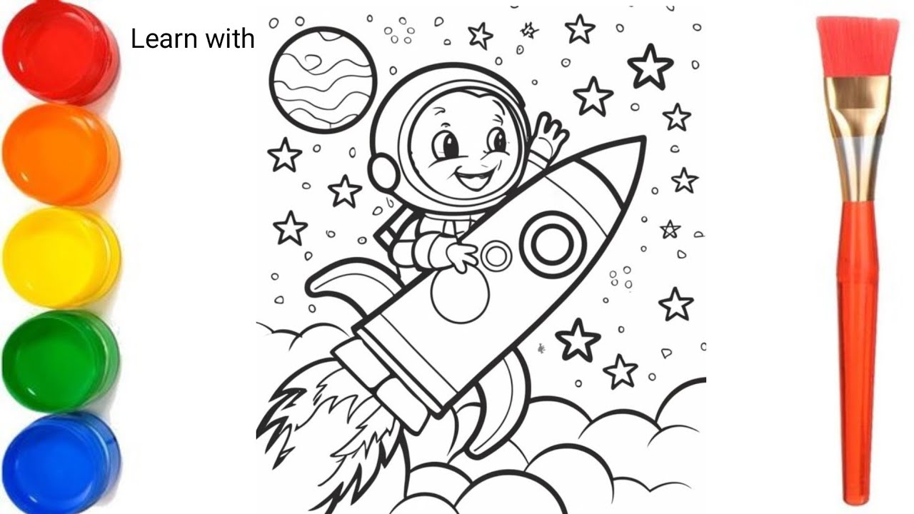How to Draw a boy in space drawing, Painting and Coloring for Kids ...