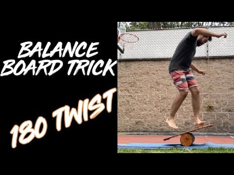 180 twist balance board trick - YouTube