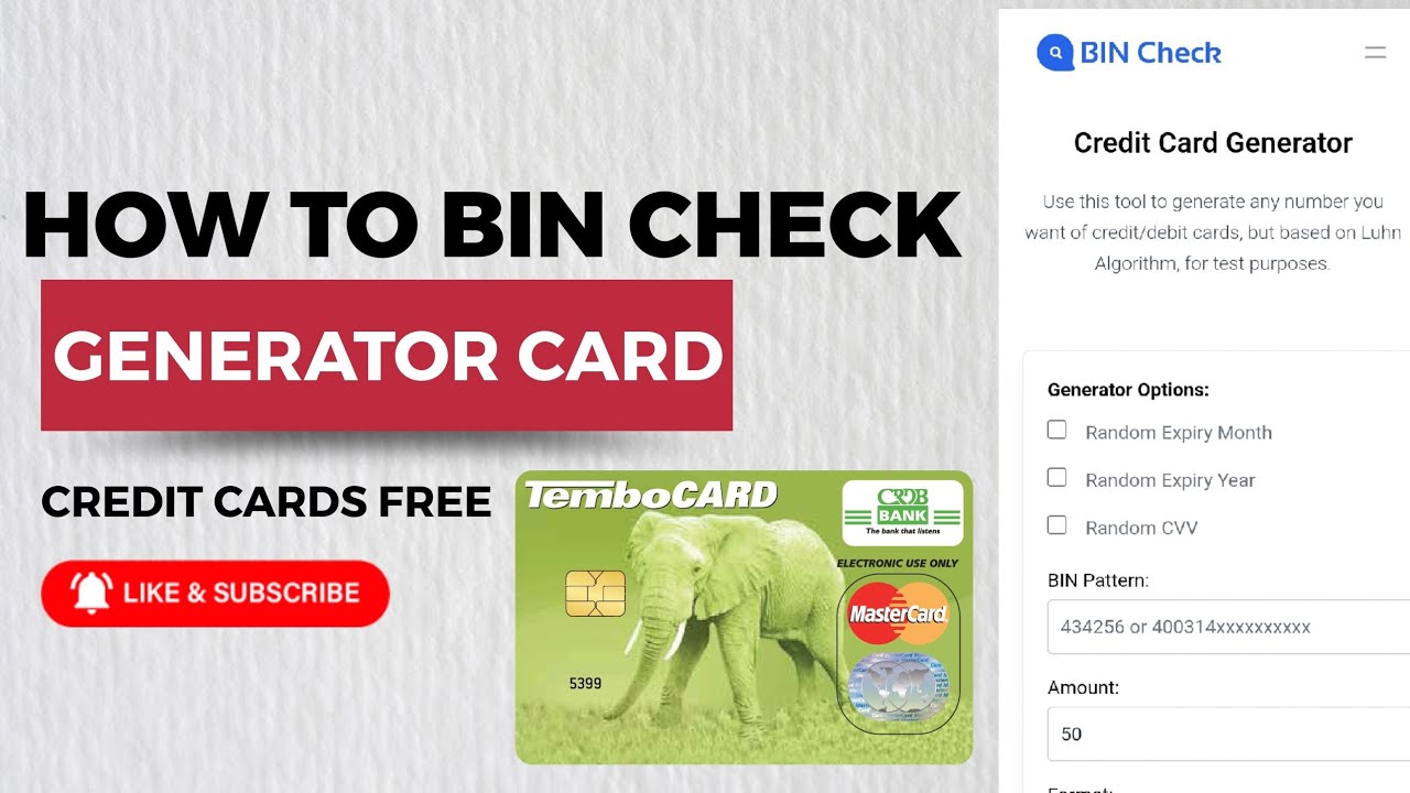 HOW TO CREDIT CARD GENERATOR FREE/BIN CHECK / JINSI KUPATA BIN CODES ...