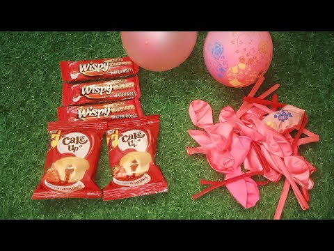 halal wispy ASMR/ peek freans cake up unboxing/ Pink balloons ...