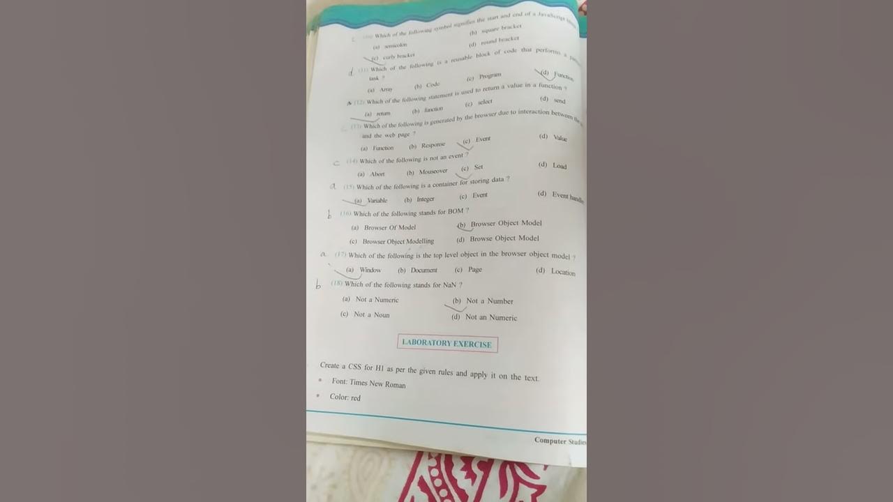 Class12|Ch2 Cascading Style Sheets & JAVA SCRIPT|GSEB|Mcq solutions.. - YouTube