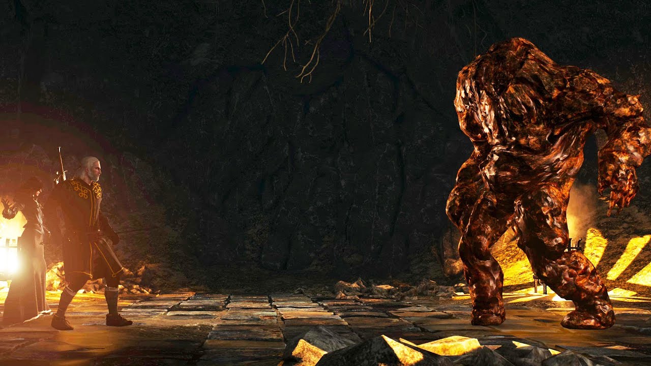 The Witcher 3 Wild Hunt Earth Elemental Fight - YouTube