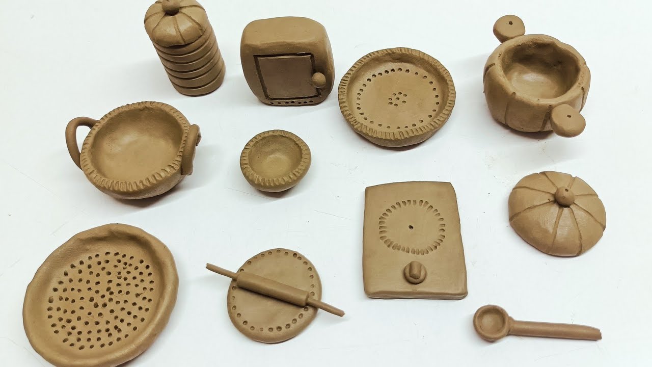 DIY miniature clay kitchen set making 😍 || #art #claykitchenset - YouTube