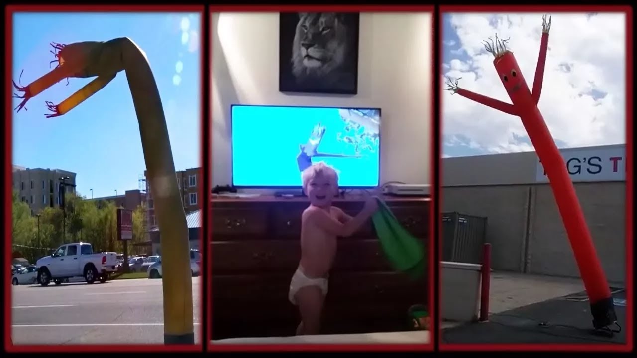 Cute Baby Loves Wacky Waving Inflatable Arm Flailing Tubeman Air Dancer ...