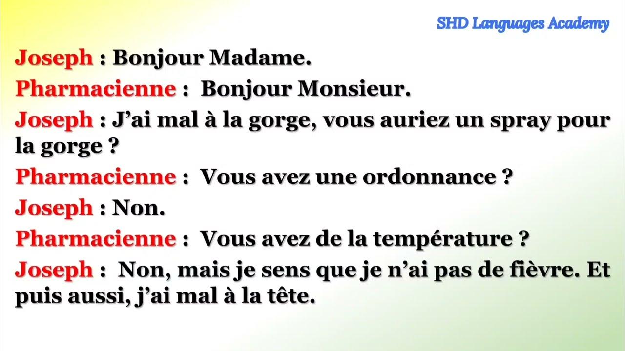 Conversation en français "En Pharmacie" - YouTube