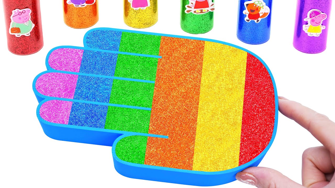 Satisfying Video l DIY How to make Rainbow HAND From Mixing Glitter ...