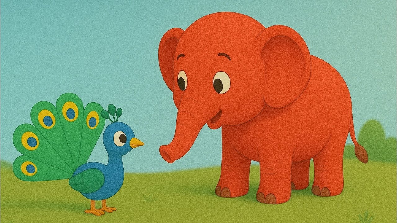 Little Red Elephant ️🐘 & Peacock Parade 🦚 | Colorful 3D Cartoon Fun ...