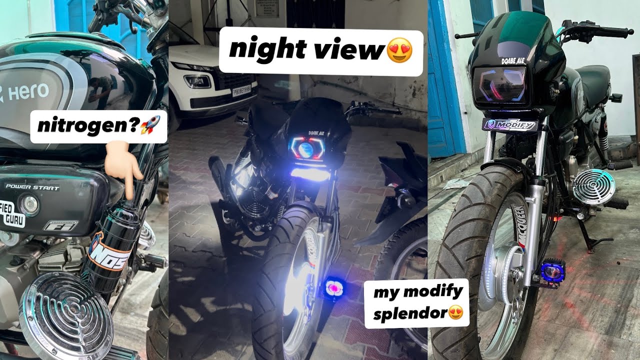 fully modify Splendor🚀 with rate full video💸 lights night view👀😍 - YouTube